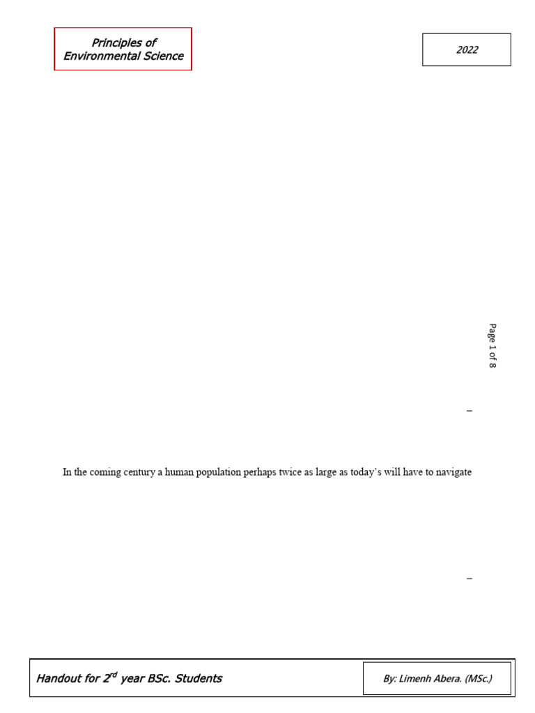 PRINCIPLES OF ENVIRONMENTAL SCIENCE Chapter 3 | PDF | Sustainability ...