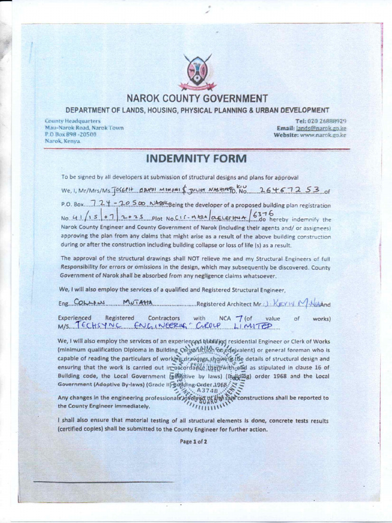 Indemnity Form | PDF