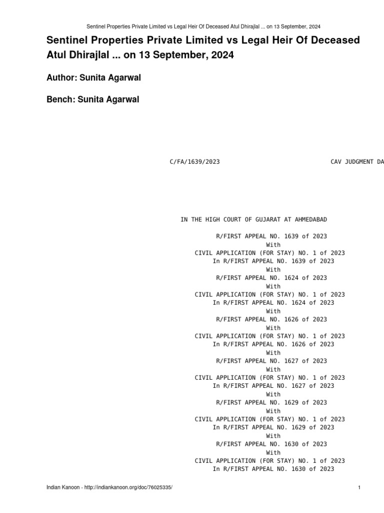 Sentinel Properties Private Limited Vs Legal Heir of Deceased Atul ...