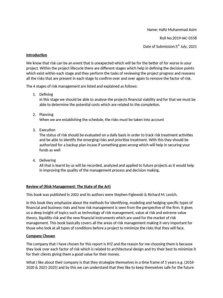 Risk Management | PDF | Risk | Risk Management