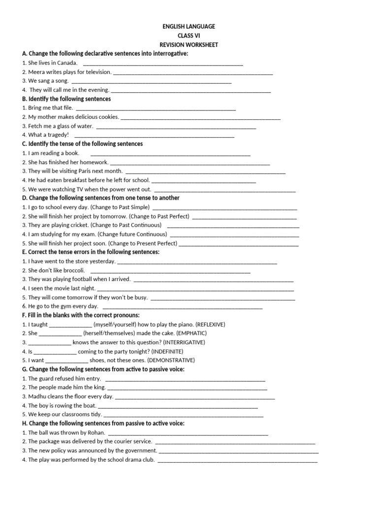 English Language Worksheet | PDF | Linguistics | Syntax