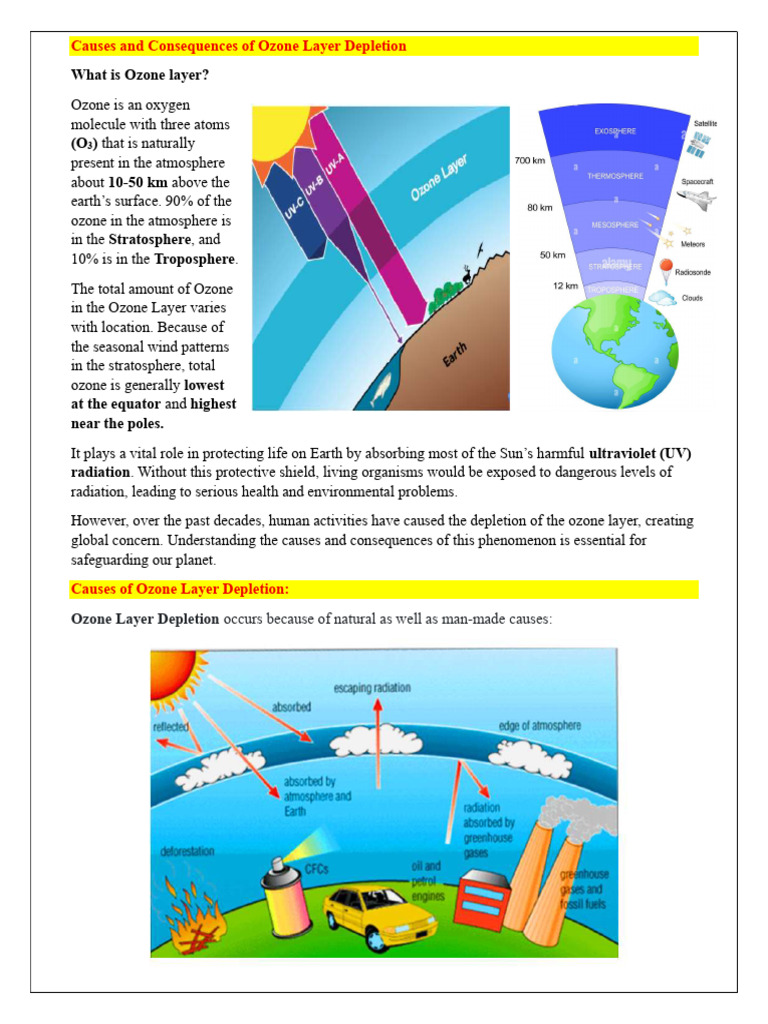 Causes and Consequences of Ozone Layer Depletion | PDF | Ozone ...