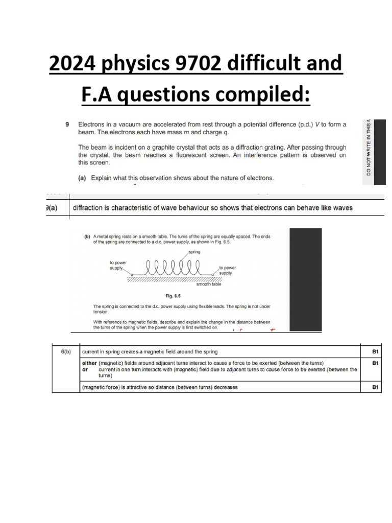2024 Physics 9702 Faqs and Difficult Questions Compiled | PDF