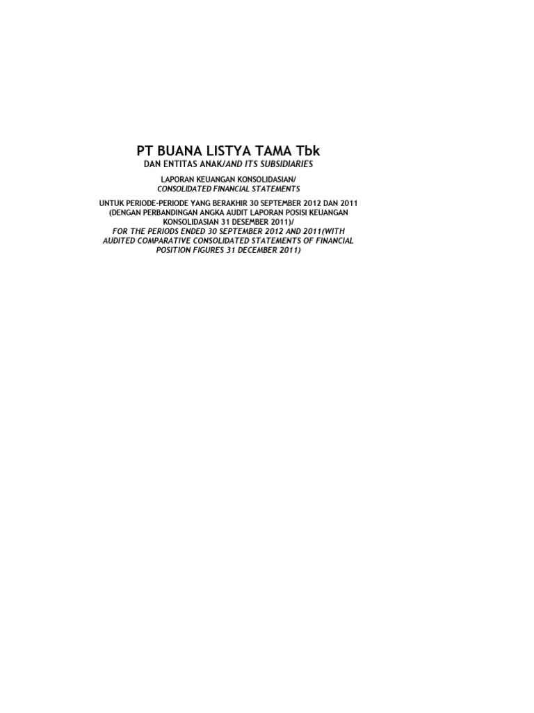 3Q 2012 BULL Buana Listya Tama TBK | PDF