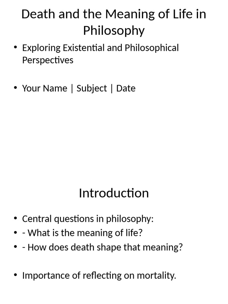Death and Meaning of Life in Philosophy | PDF