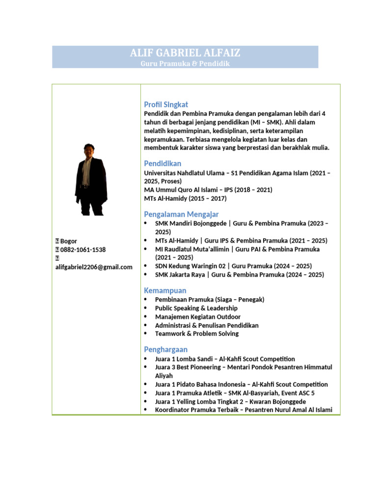 CV Alif Gabriel Alfaiz Modern | PDF