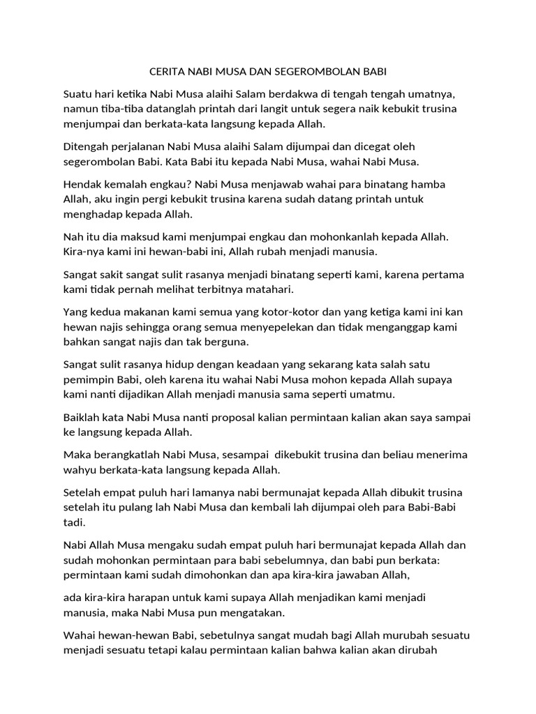Cerita Nabi Musa Dan Babi | PDF