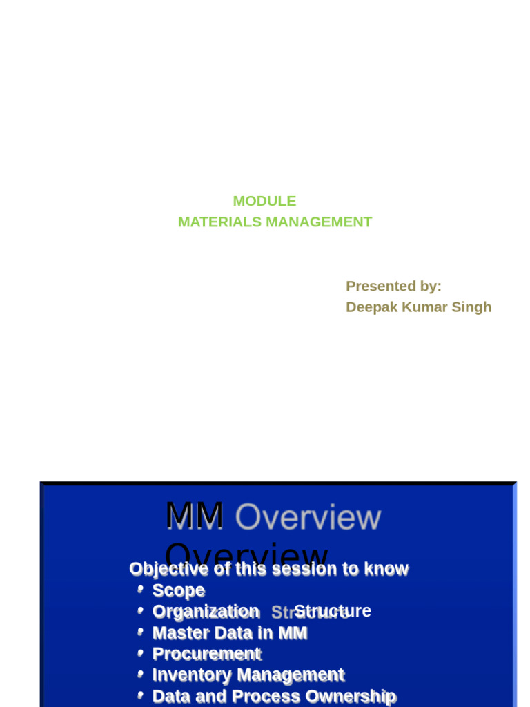 SAP Materials Management Overview | PDF | Inventory | Business Economics