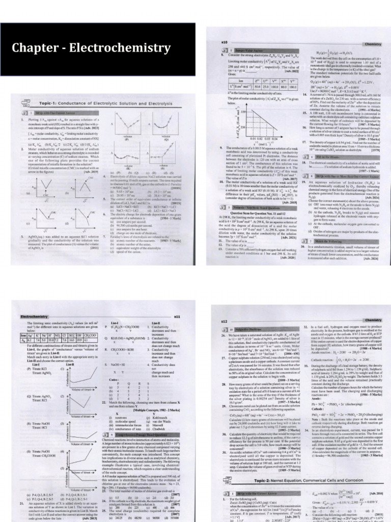 Electrochemistry Adv Pyq | PDF