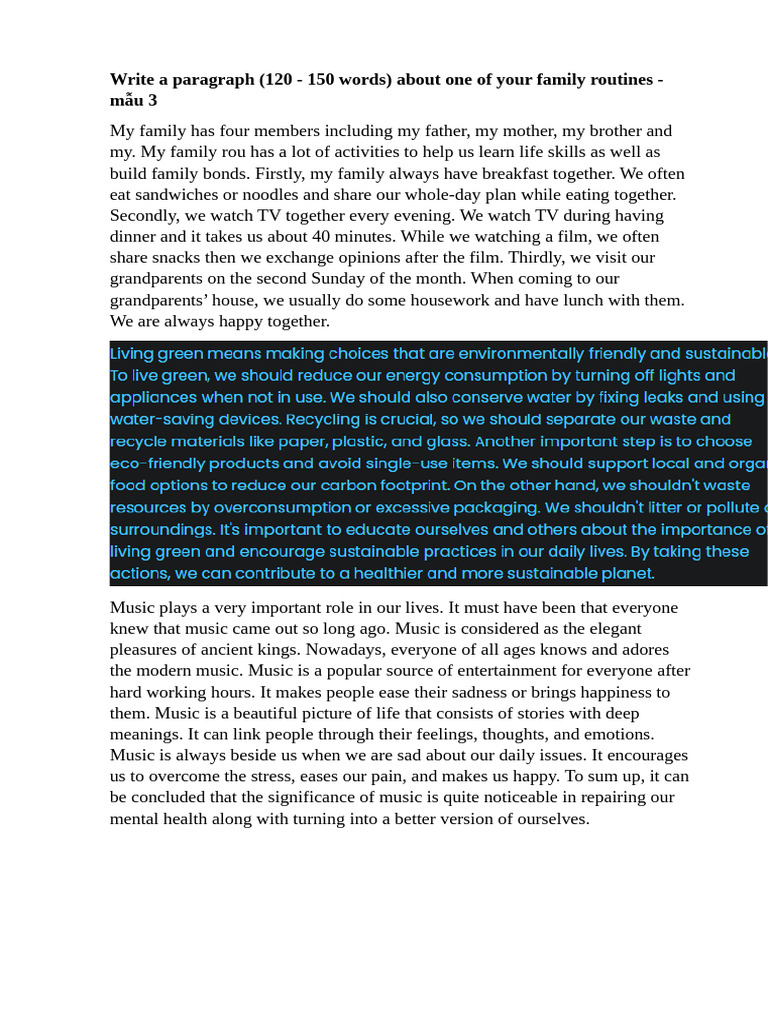 Write A Paragraph | PDF