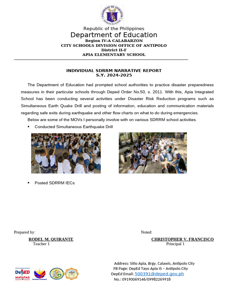 SDRRM Activities Report 2024-2025 | PDF