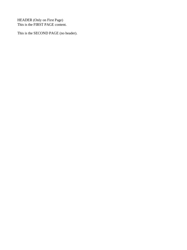 Header First Page Only | PDF