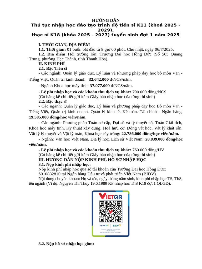Huong Dan Nhap Hoc Dot 1 Nam 2025 20250704024345 e | PDF