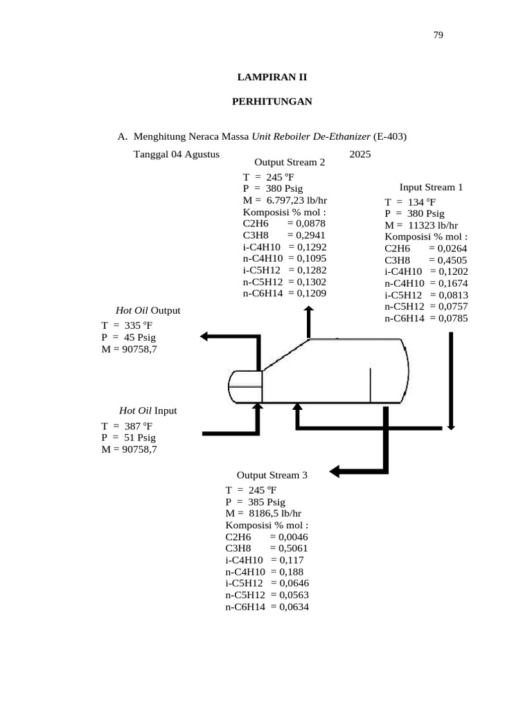 Neraca Massa Reboiler De-Ethanizer E-403 | PDF | Mole (Unit ...