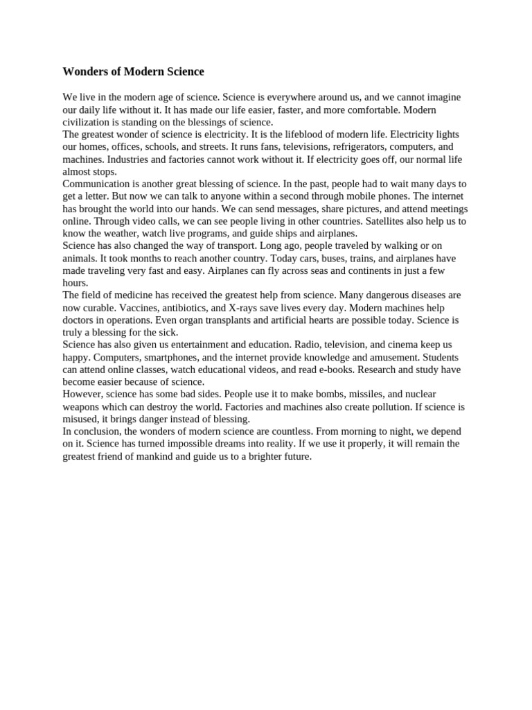 Wonders of Modern Science | PDF