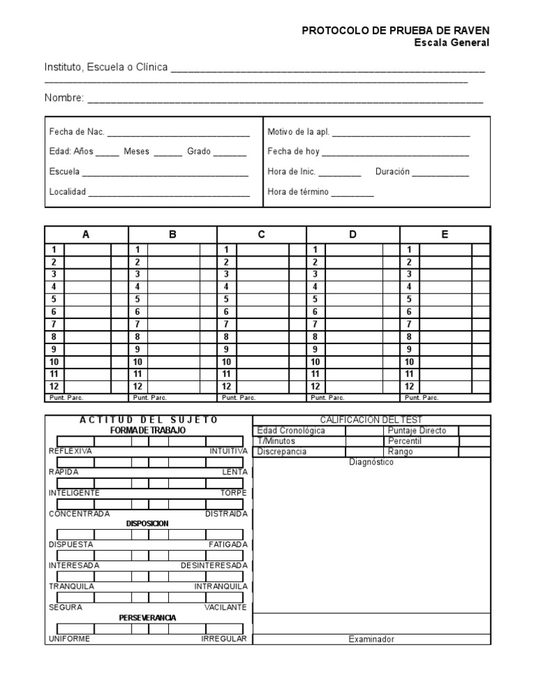 Protocolo de Prueba de Raven - Escala General | PDF