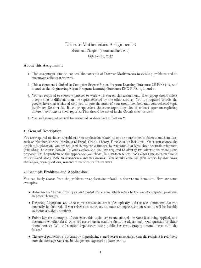 DiscreteMath Assignment3 Fall2022 | PDF | Discrete Mathematics | Mathematics