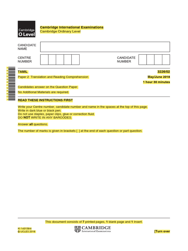 Cambridge Ordinary Level | PDF