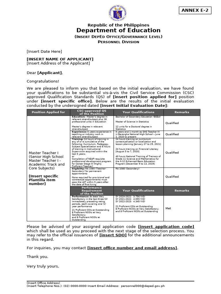 Annex E-2 - Notice To Qualified Applicants - Teaching Positions | PDF | Educational Stages
