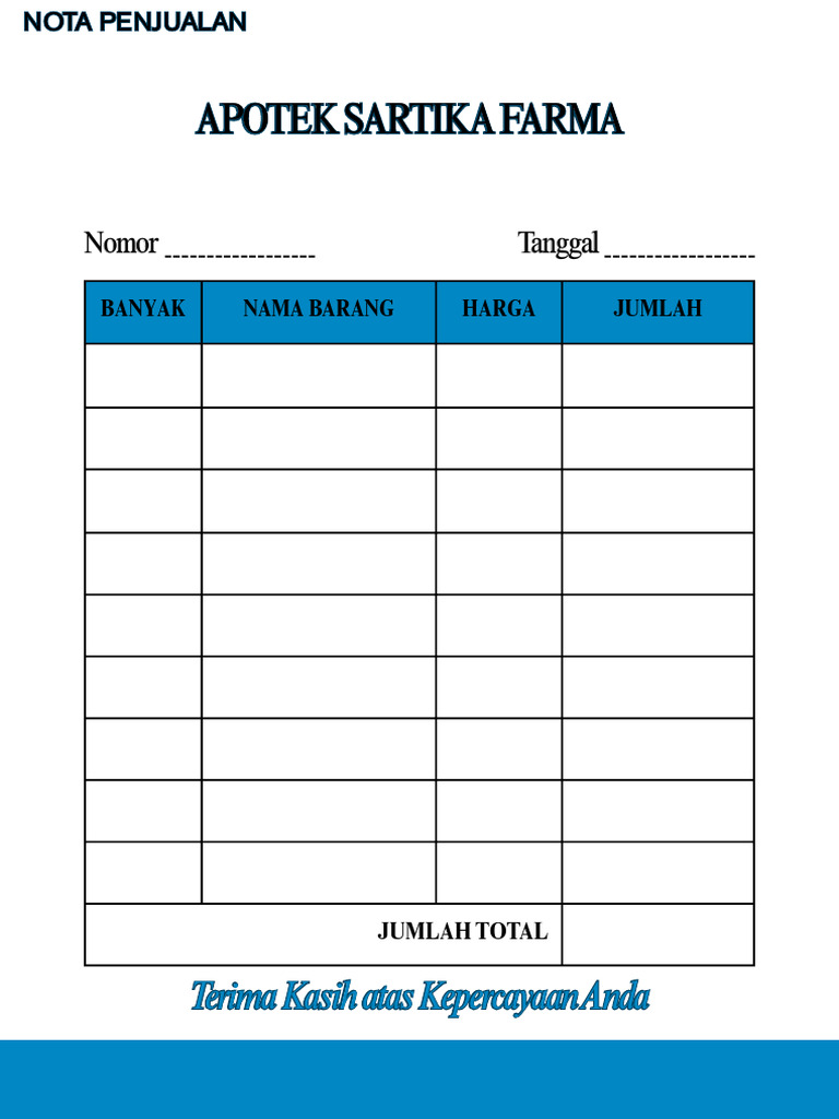 Putih Dan Biru Minimalis Nota Pembelian | PDF