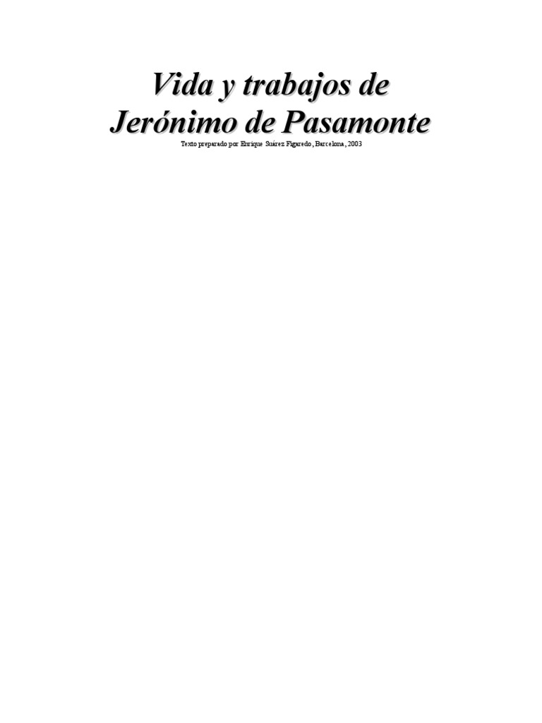PASAMONTE, JERÓNIMO DE - Vida y Trabajos de Jerónimo de Pasamonte | PDF ...