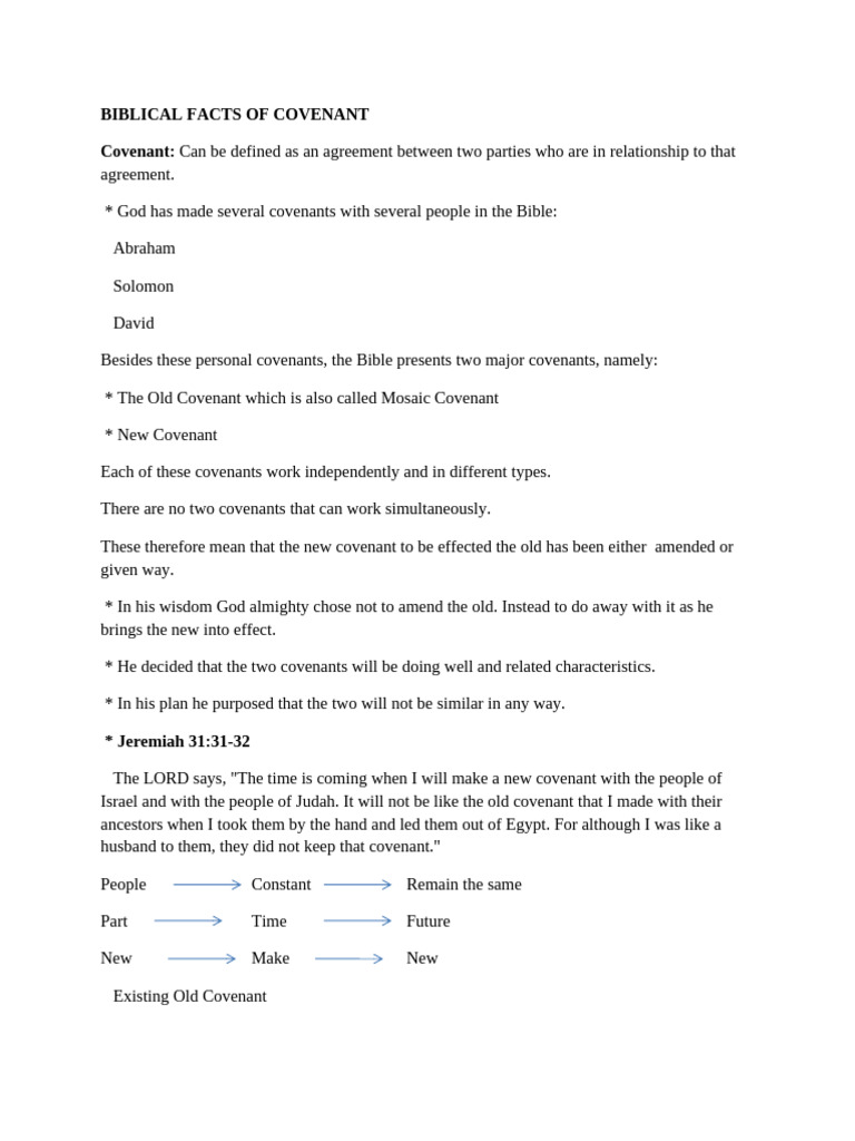Key Facts About Biblical Covenants | PDF | Covenant (Biblical) | New ...