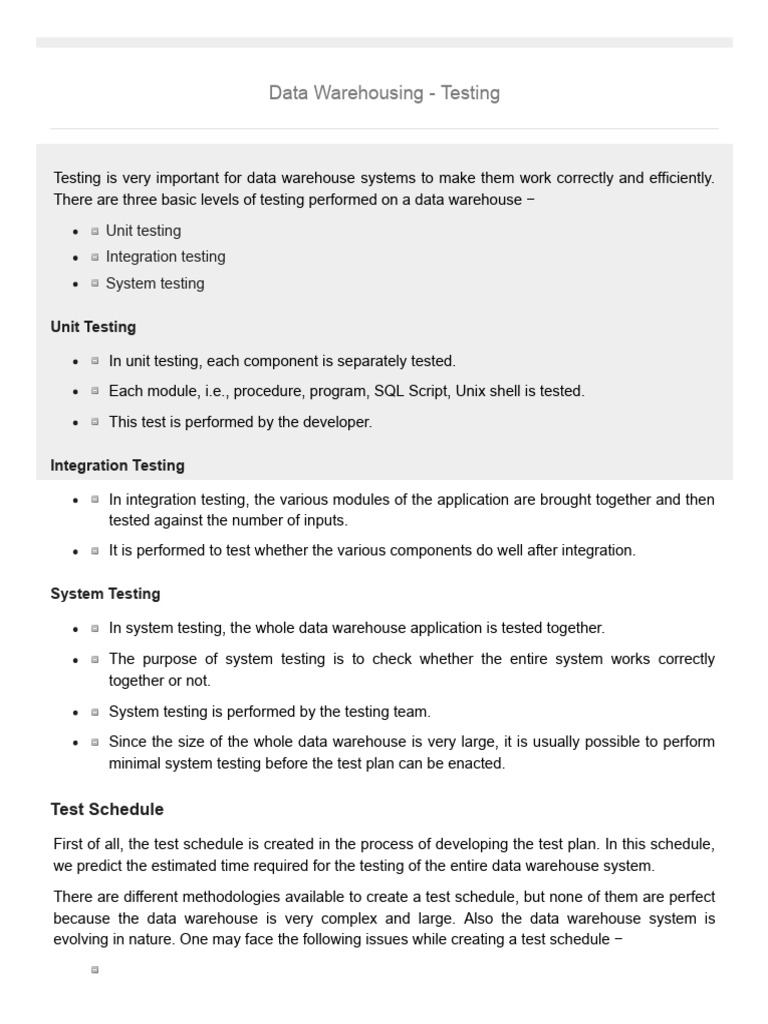 Data Warehousing - Testing | PDF | Databases | Backup