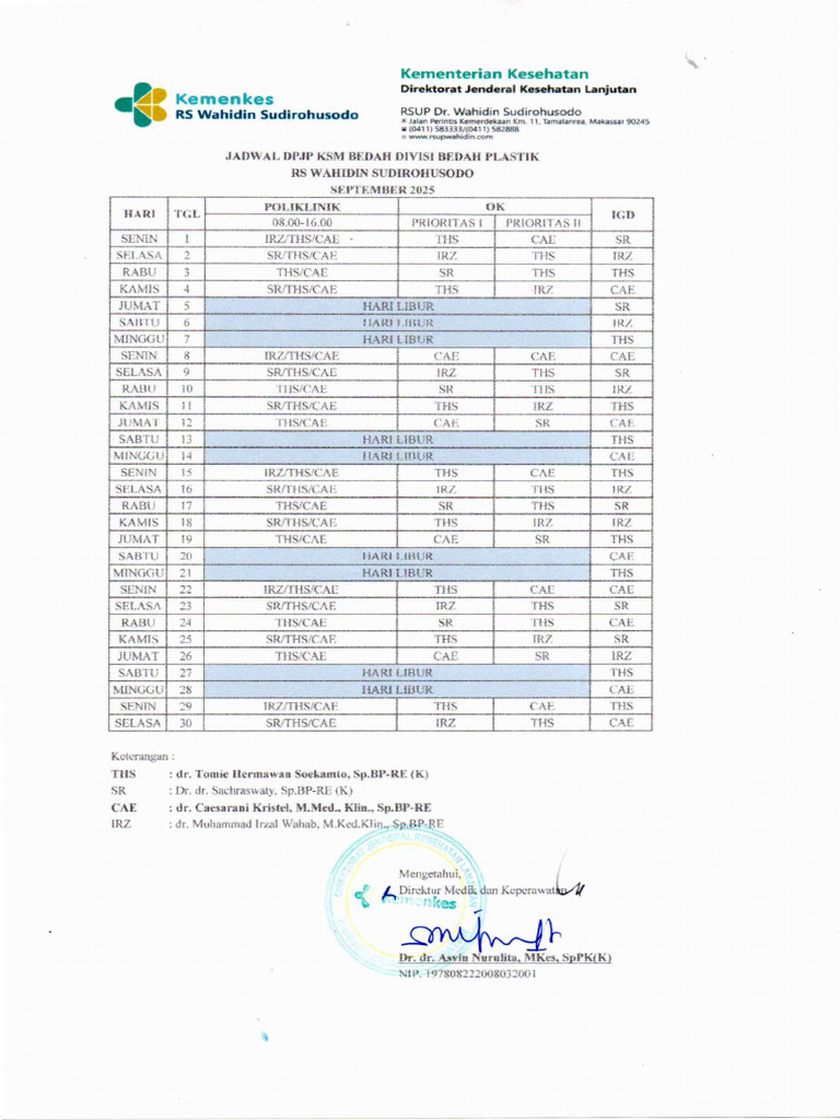 Jadwal Polik KSM Bedah Plastik | PDF