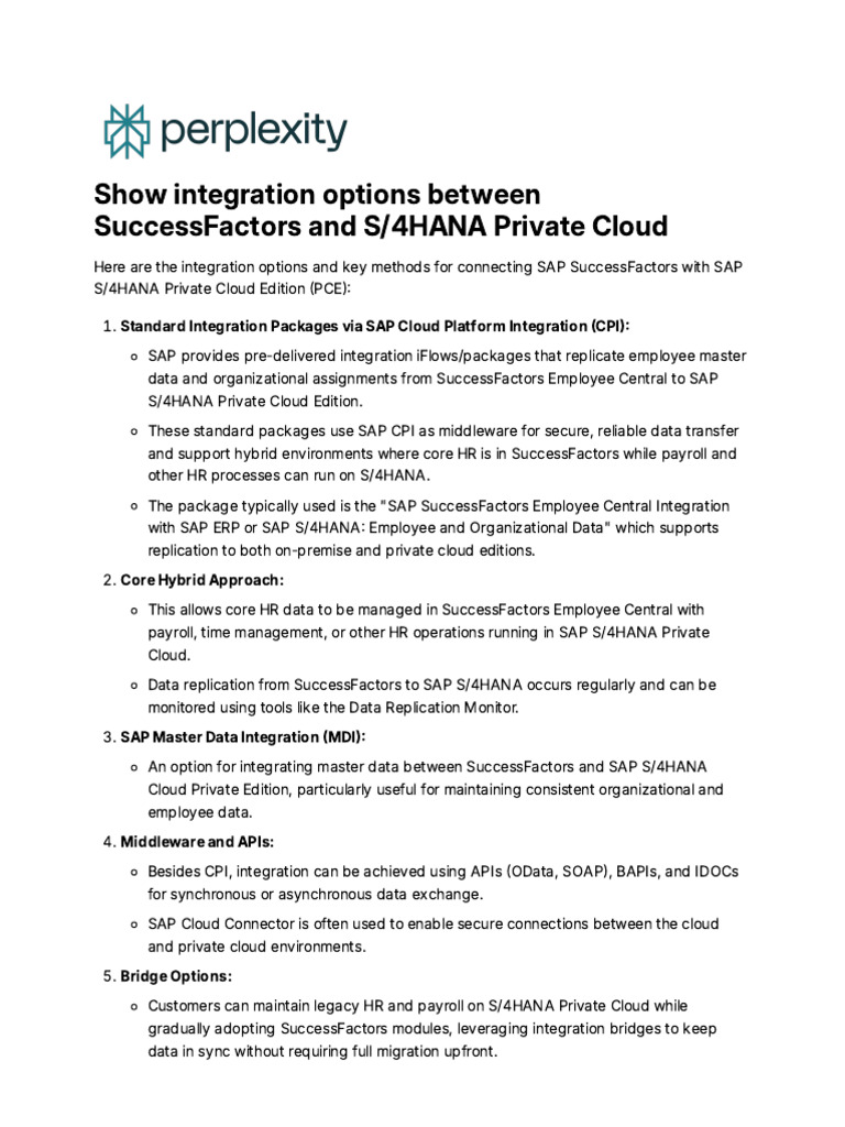 Show Integration Options Between SuccessFactors An | PDF | Cloud ...