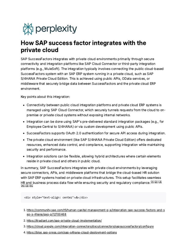 Integrating SAP SuccessFactors with Private Cloud | PDF | Cloud ...