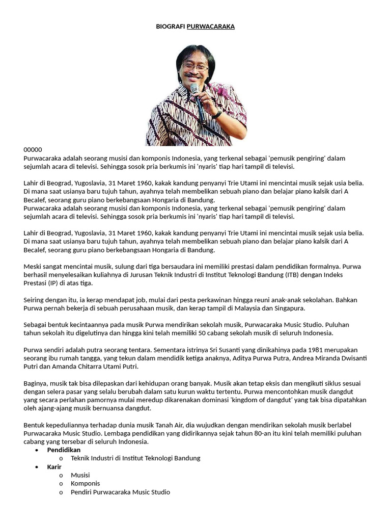Biografi Purwacaraka, Musisi Indonesia | PDF