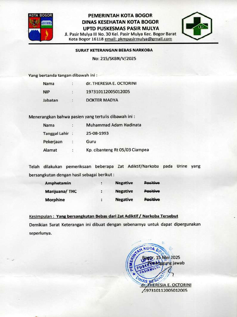 Surat Napza Adam | PDF