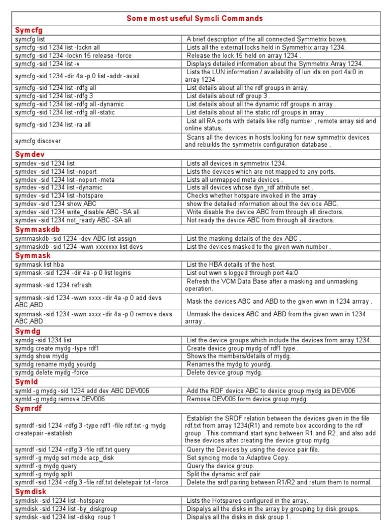 EMC Symcli Command | PDF | Computer Architecture | System Software