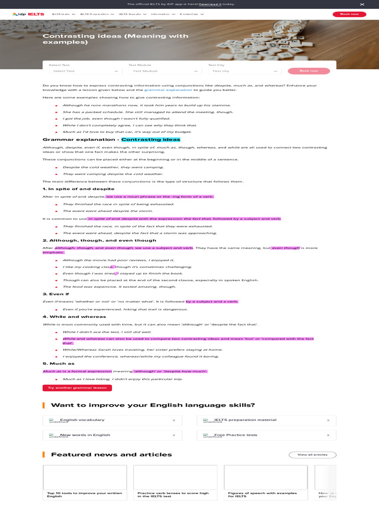 Contrasting Ideas (Meaning With Examples) | PDF | English Language ...