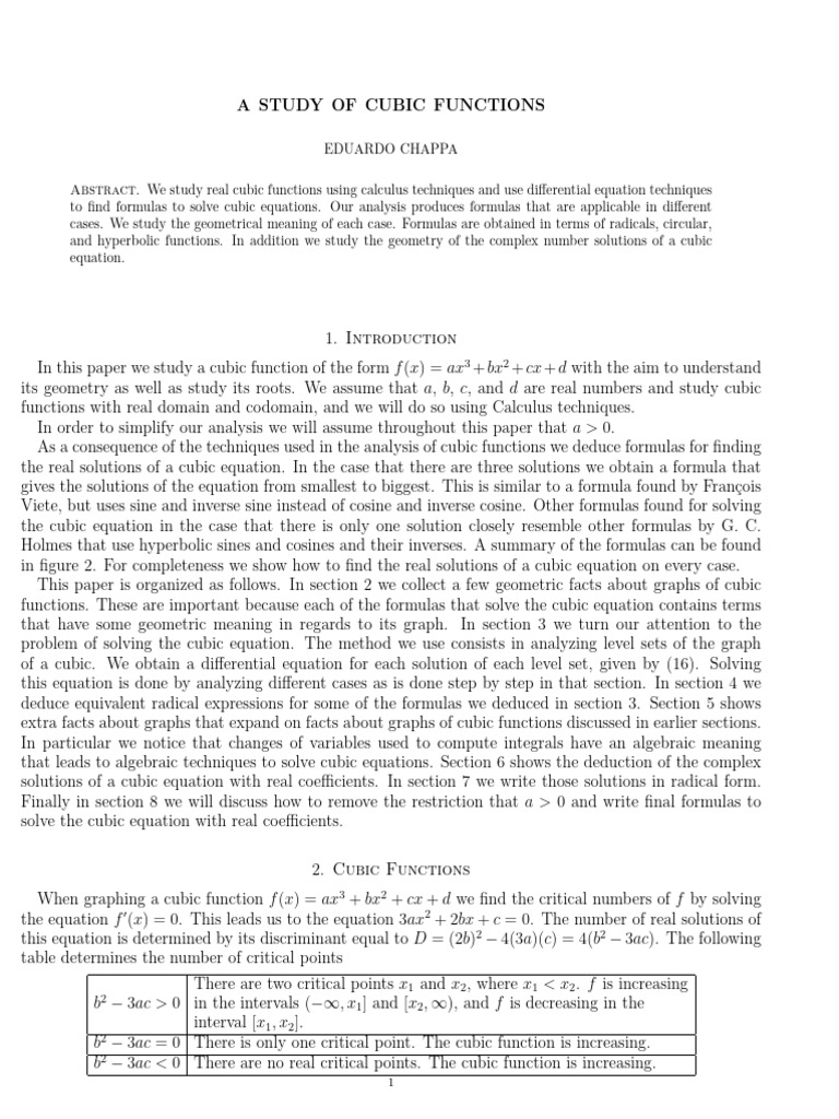 Analyzing Cubic Functions with Calculus | PDF | Trigonometric Functions ...