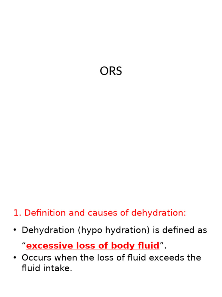 ORS Questions and Answers | PDF | Dehydration | Medical Specialties