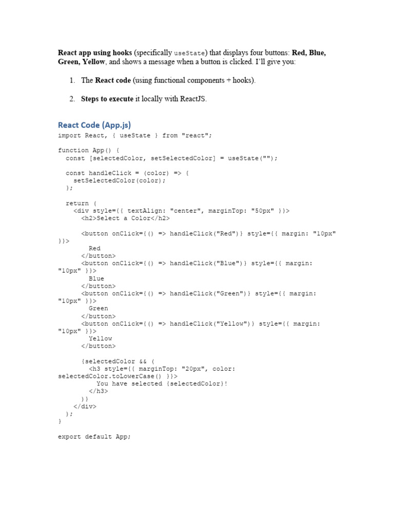 React Hooks Color Selector | PDF | Software | Computing