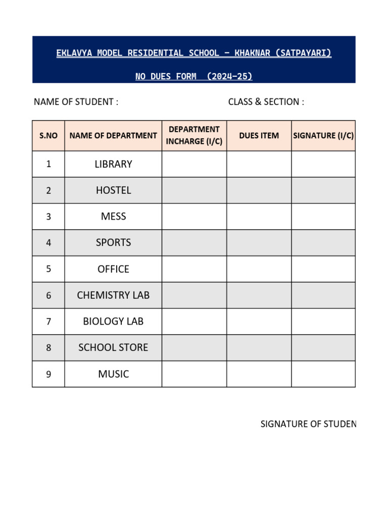 No Dues Form | PDF