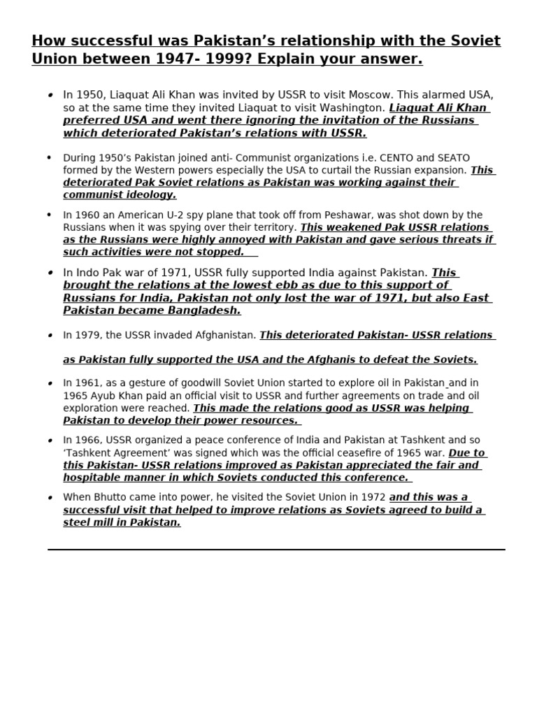 Relations With USSR | PDF