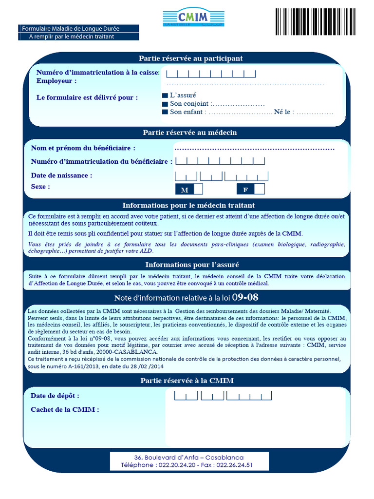 Formulaire ALD pour la CMIM | PDF | Soins de santé | Médecine