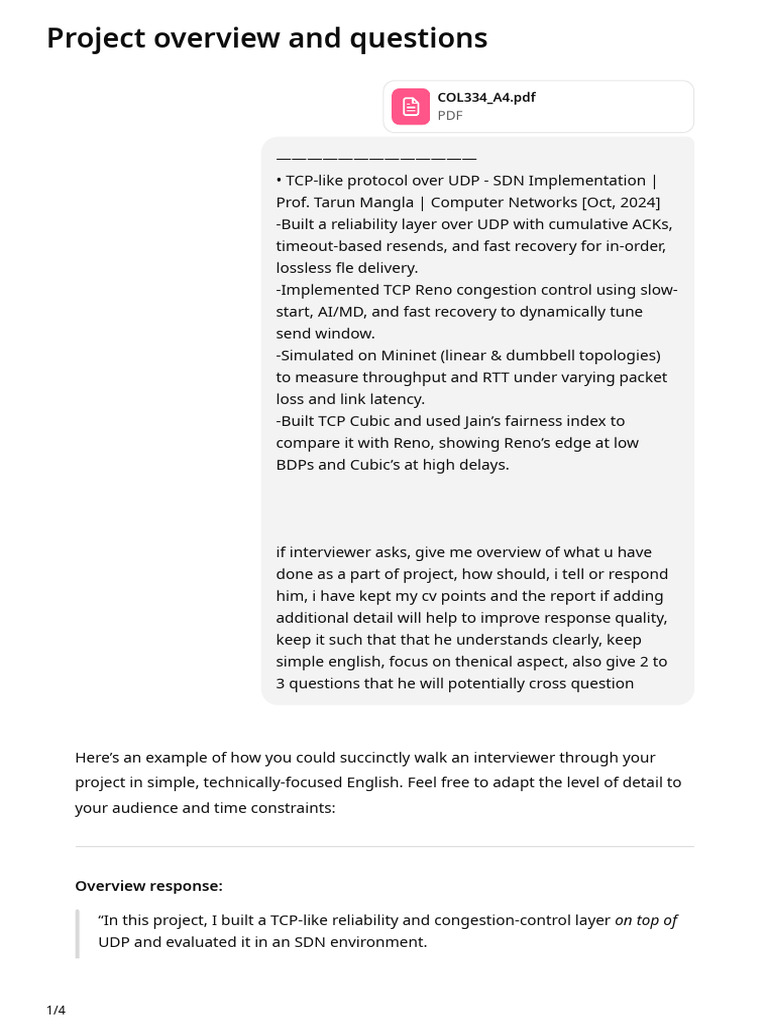 Project Overview and Questions | PDF | Transmission Control Protocol ...
