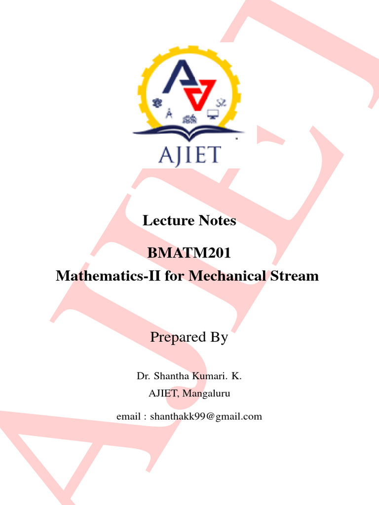 Bmatm201 Notes Ajiet | PDF | Partial Differential Equation | Divergence