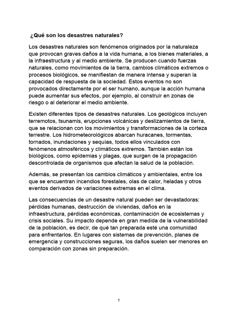 Tipos y efectos de desastres naturales | PDF | Desastres naturales | Volcán