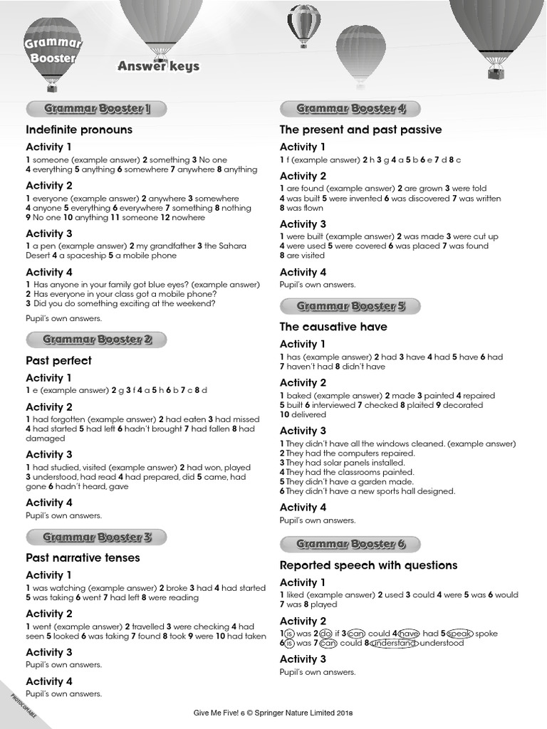 Grammar Booster Answer Keys | PDF | Language Mechanics | Languages