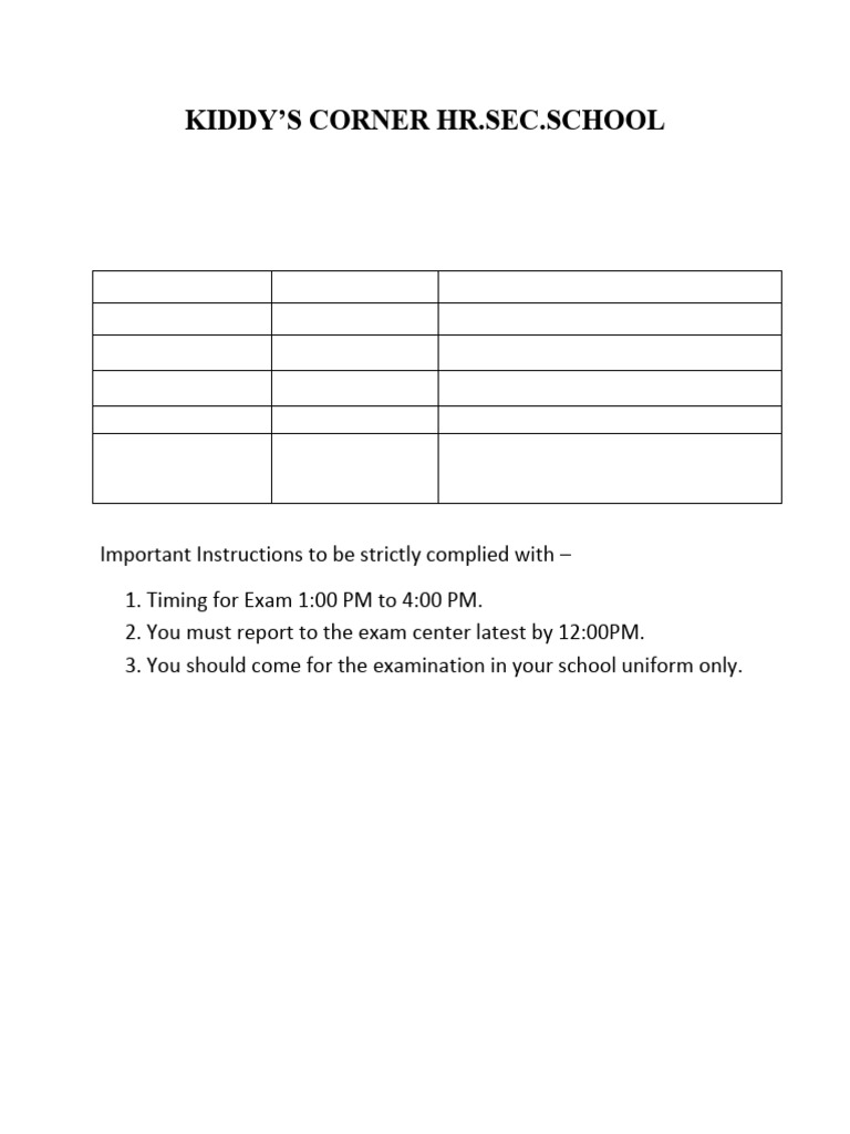 Xii Time Table Half-Yearly Exam 2025-26-1 | PDF