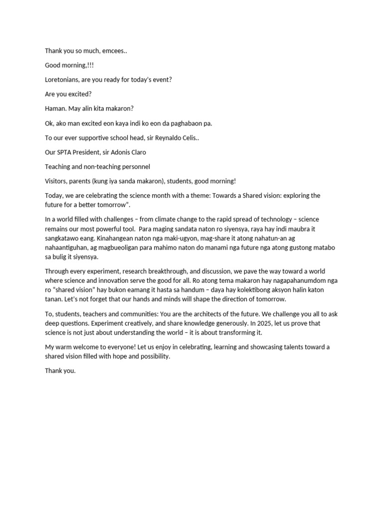 Welcome Message | PDF