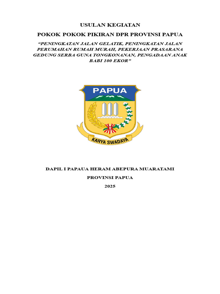 Proposal Pokir Dewan, Mika Sapan | PDF