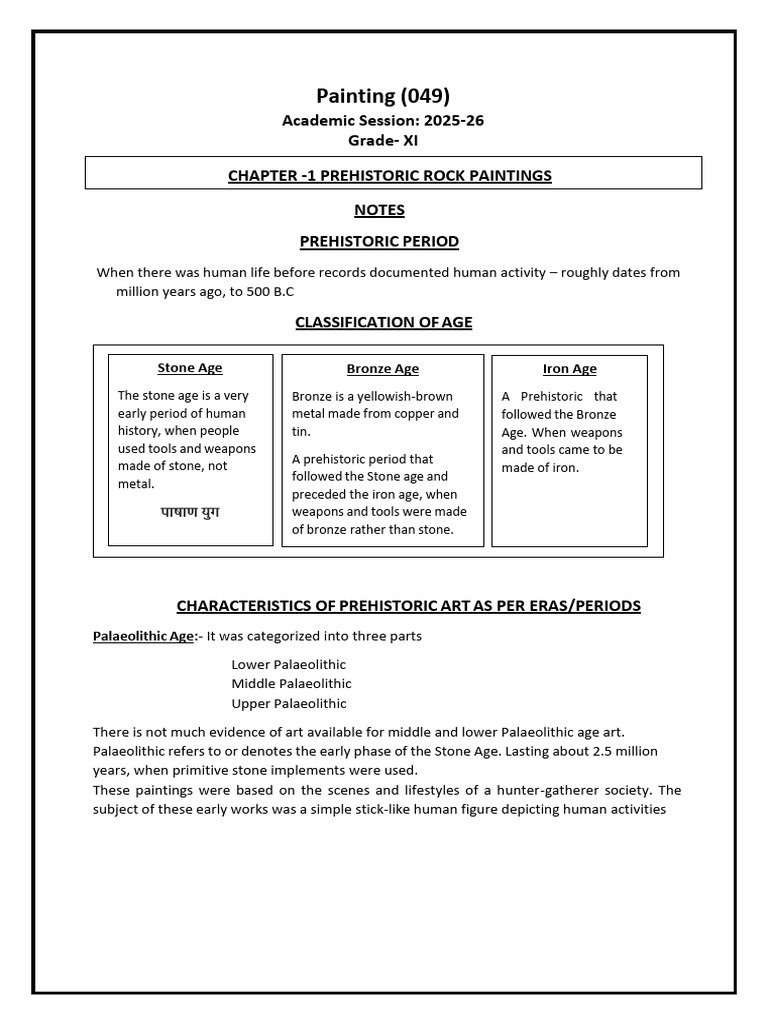 Chapter 1 Notes (Prehistoric Art) | PDF | Paleolithic | Stone Age