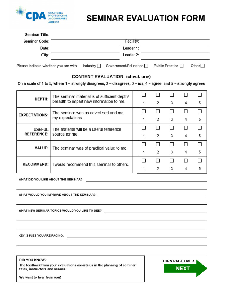 Seminar Evaluation Form | PDF | Evaluation | Communication