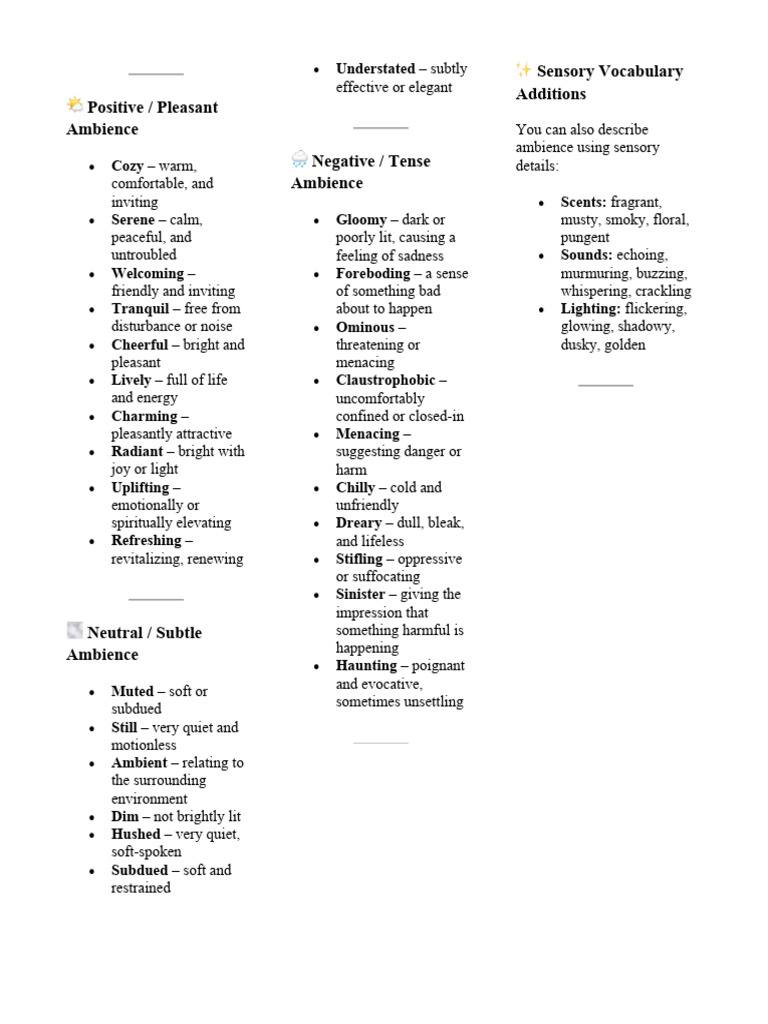 ? Describing The Atmosphere | PDF | Emotions | Psychology